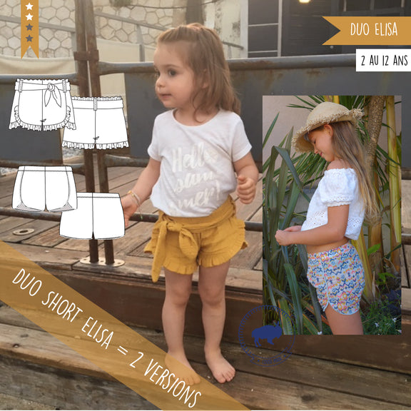 Patron Short fille Elisa 2 au 12 ans PDF à télécharger – Super Bison